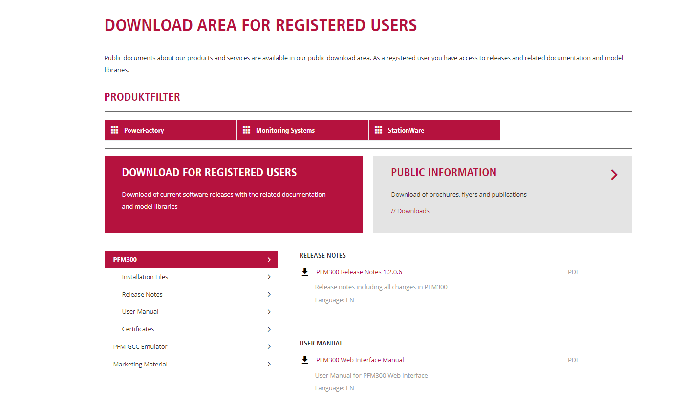 New Download Area for Monitoring Systems - DIgSILENT